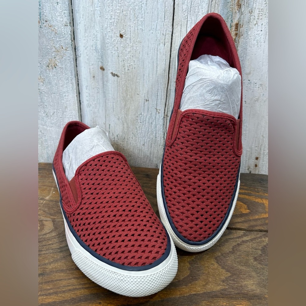 Sperry Seaside Red Perforated Boat Loafer Sneaker Wom… - Gem